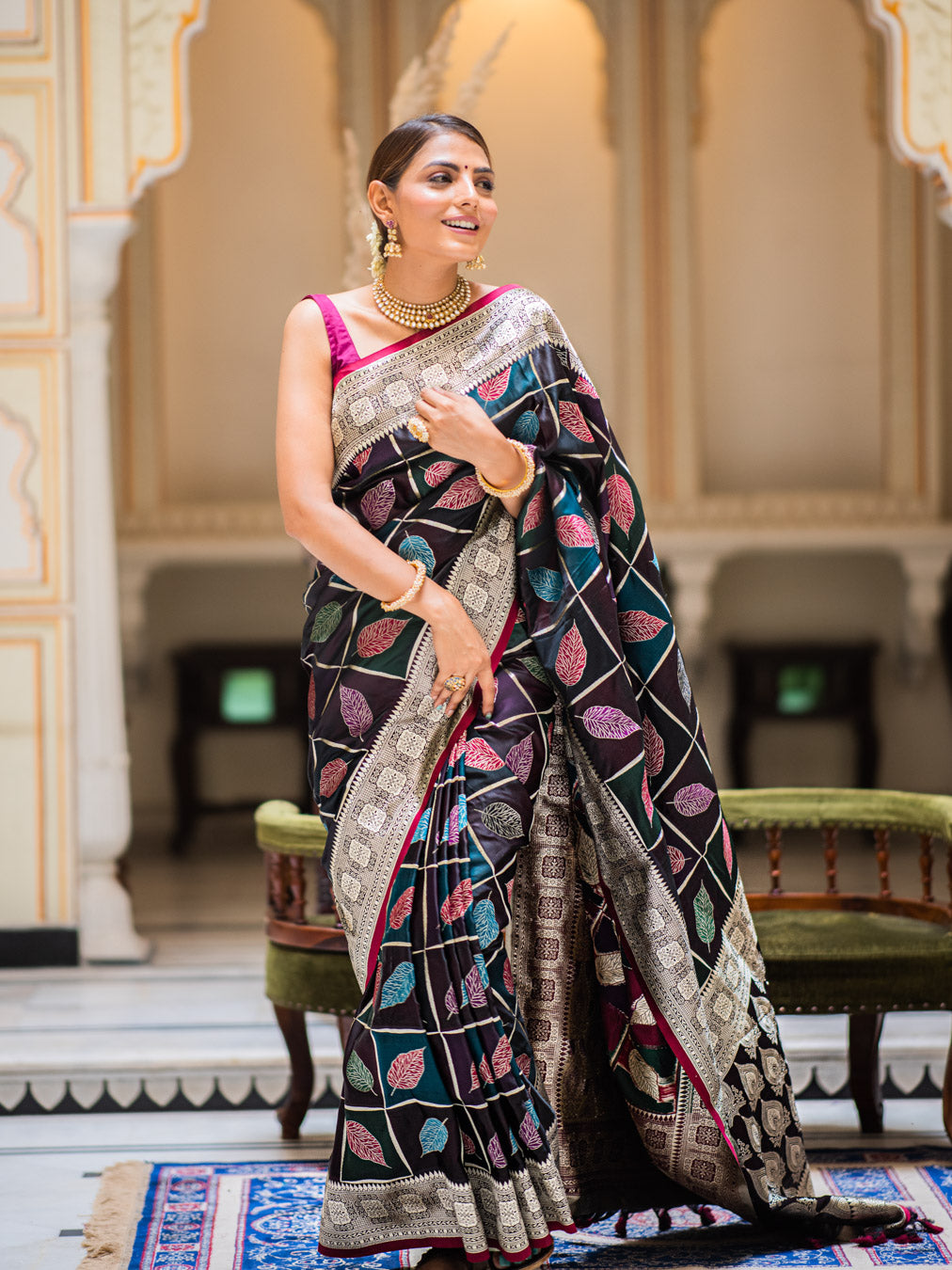 Multi-colored rangkat satin silk saree – Zilikaa