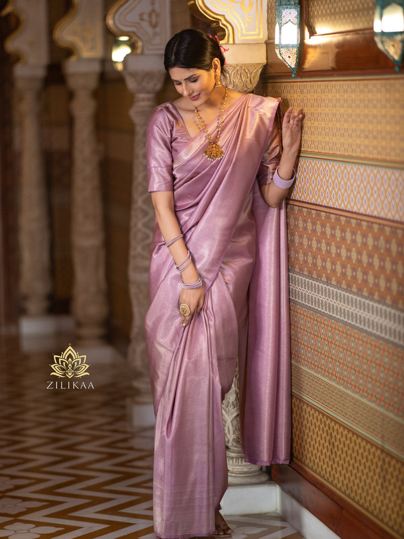 Lilac Purple Kanchipuram Silk Saree – Zilikaa