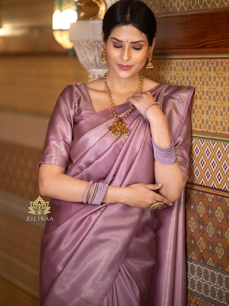 Lilac Purple Kanchipuram Silk Saree – Zilikaa